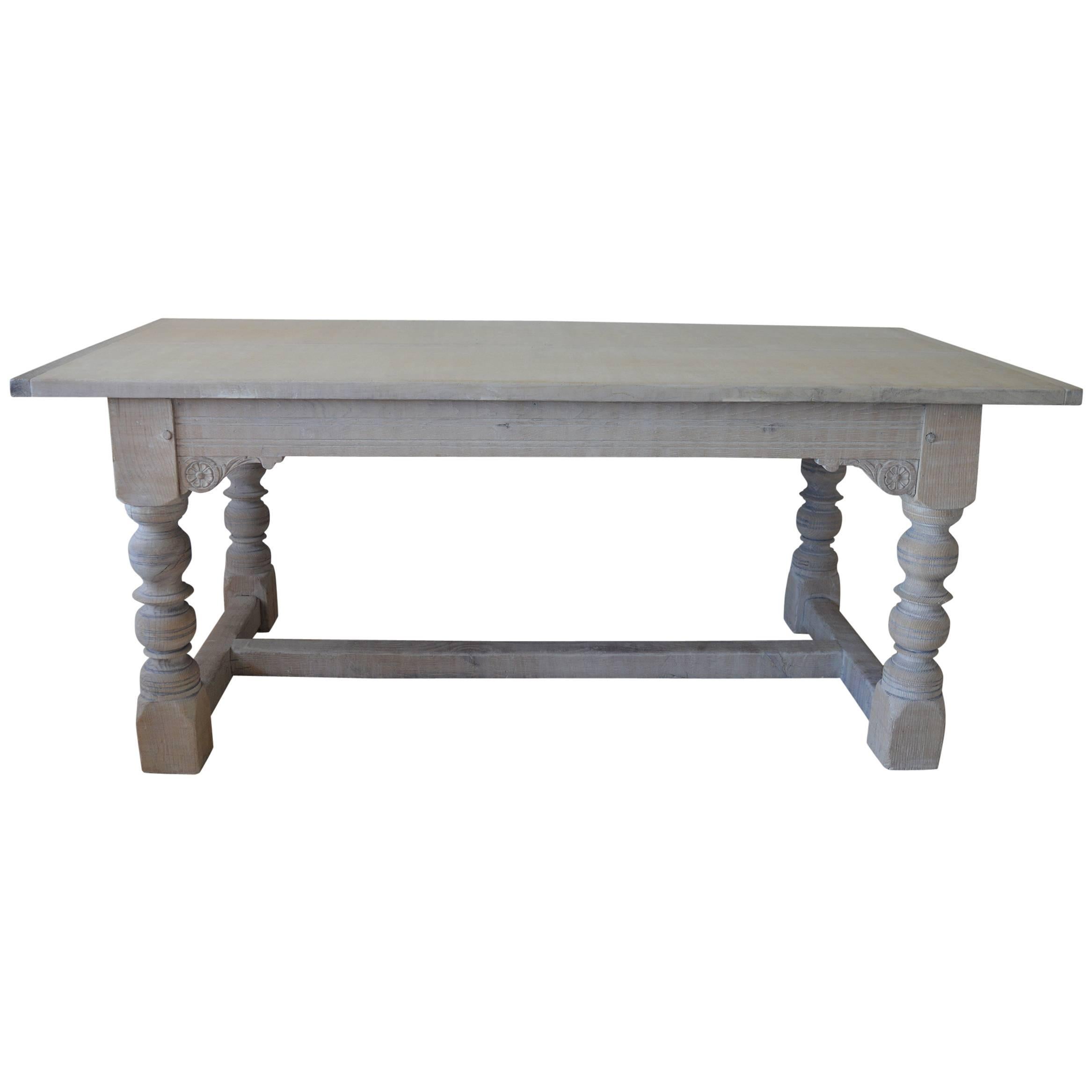 Antique 17th Century Style Limed Oak Dining Table at 1stDibs | limed ...