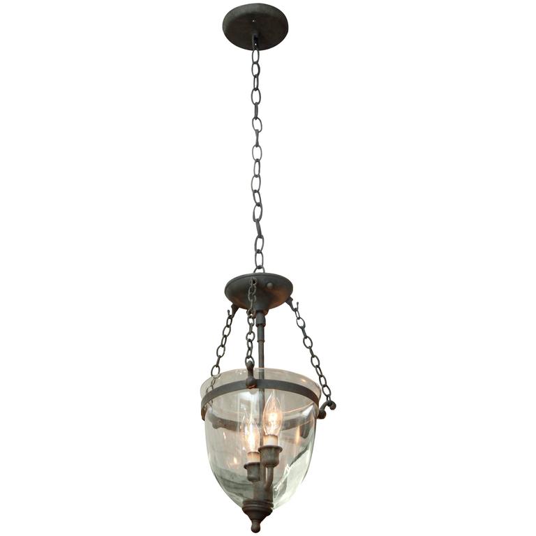 1930s Bell Jar Pendant Light with Dark Bronze Finish at 1stDibs