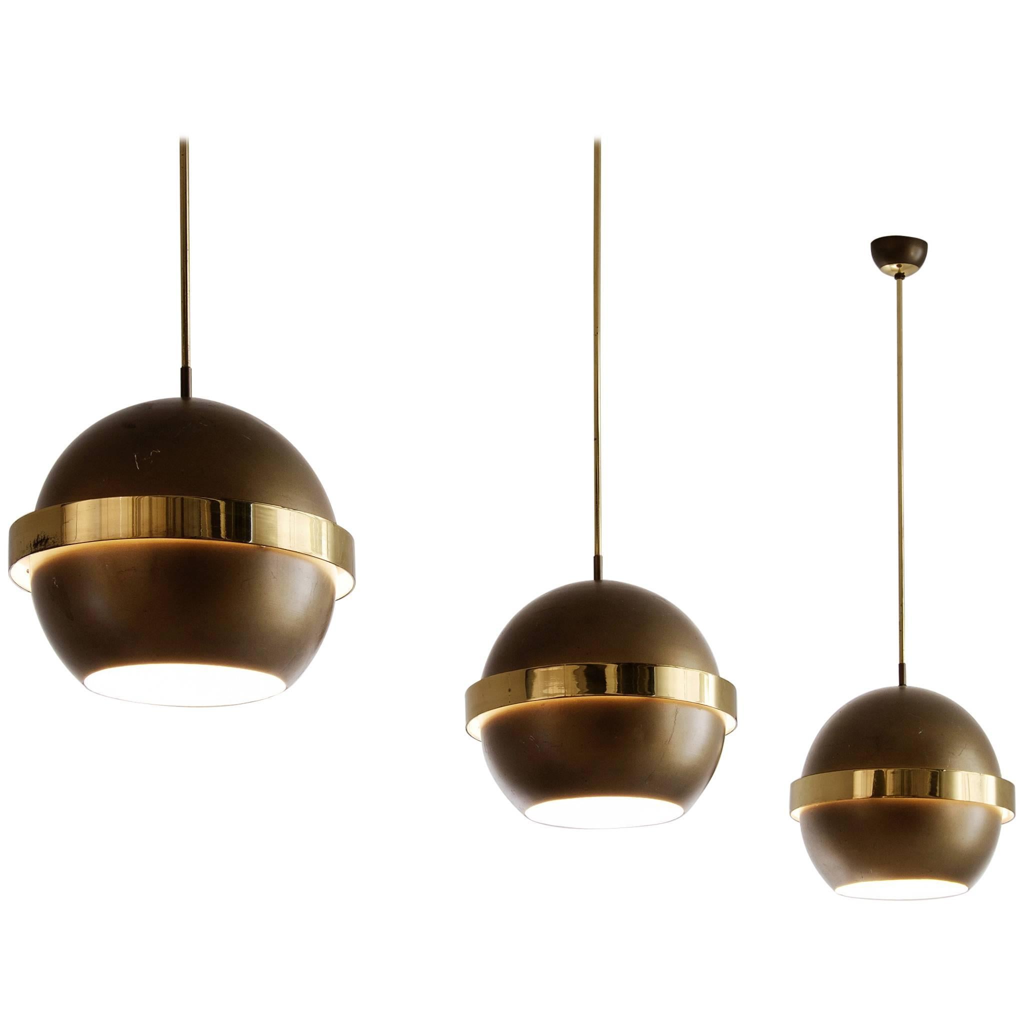 Set of Three Pendants in Brass For Sale at 1stDibs