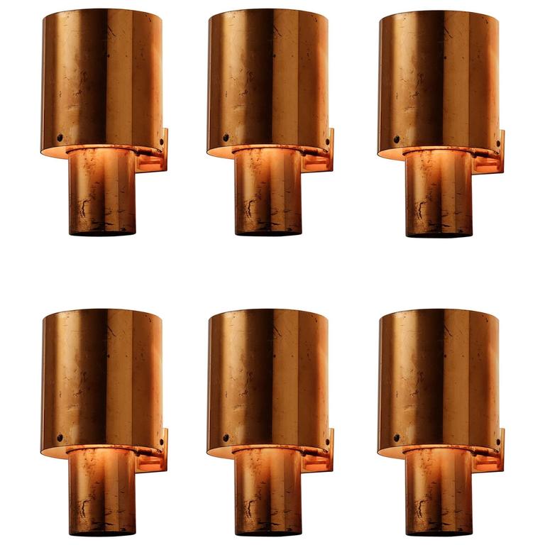 Set of Six Copper Wall Lights For Sale at 1stDibs | modern copper wall ...