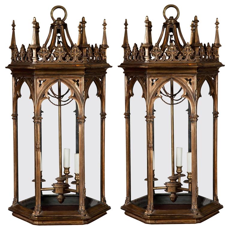 Pair of Gothic Revival Lanterns For Sale at 1stdibs