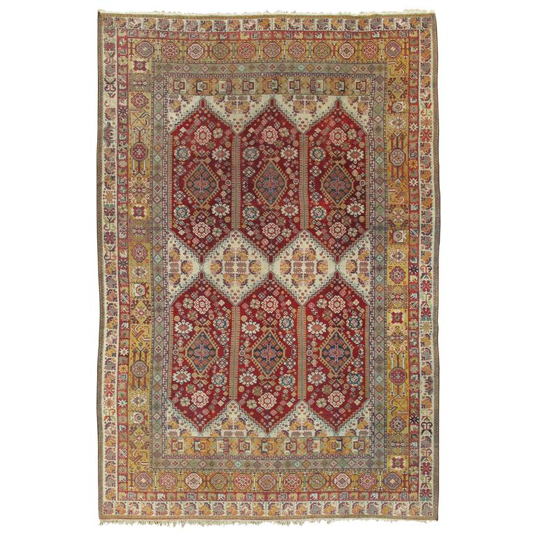 Antique Indian Agra Carpet, Indian Rugs, Oriental Rugs, Red, Gold, 5'10 ...