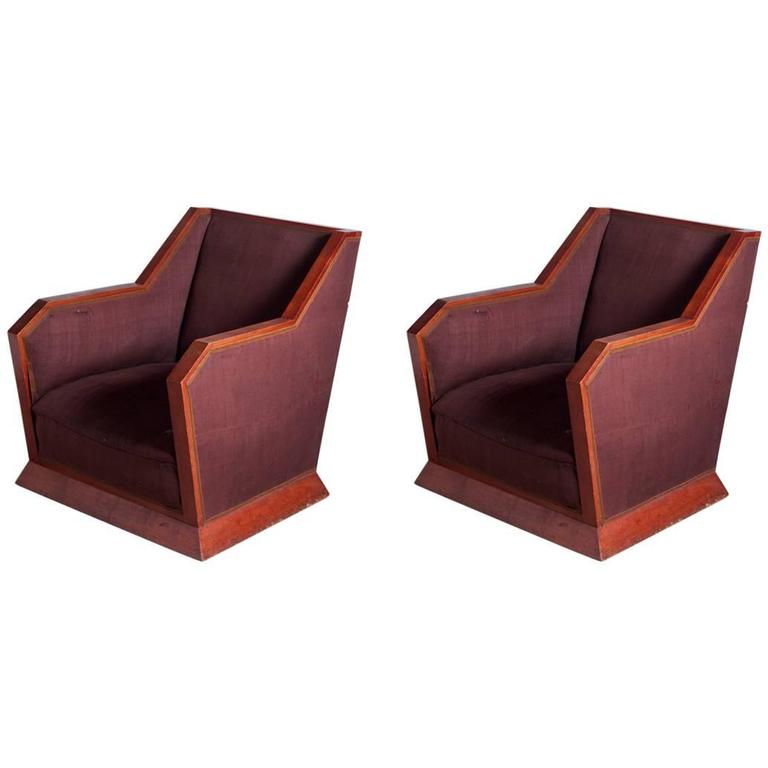 La Maitrise Cubist Pair of Club Chairs at 1stDibs