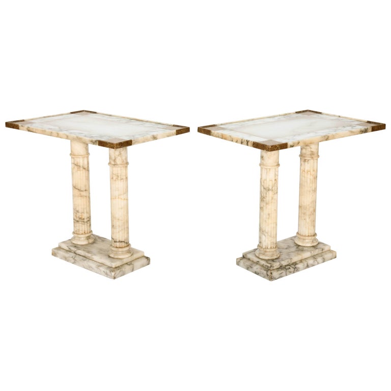 Pair of Italian Alabaster End Tables at 1stDibs