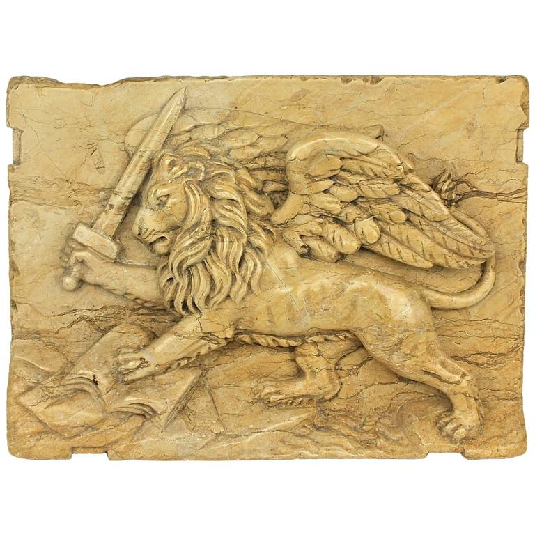 18th Century Marble Relief Plate of the Lion of St. Mark's at 1stDibs
