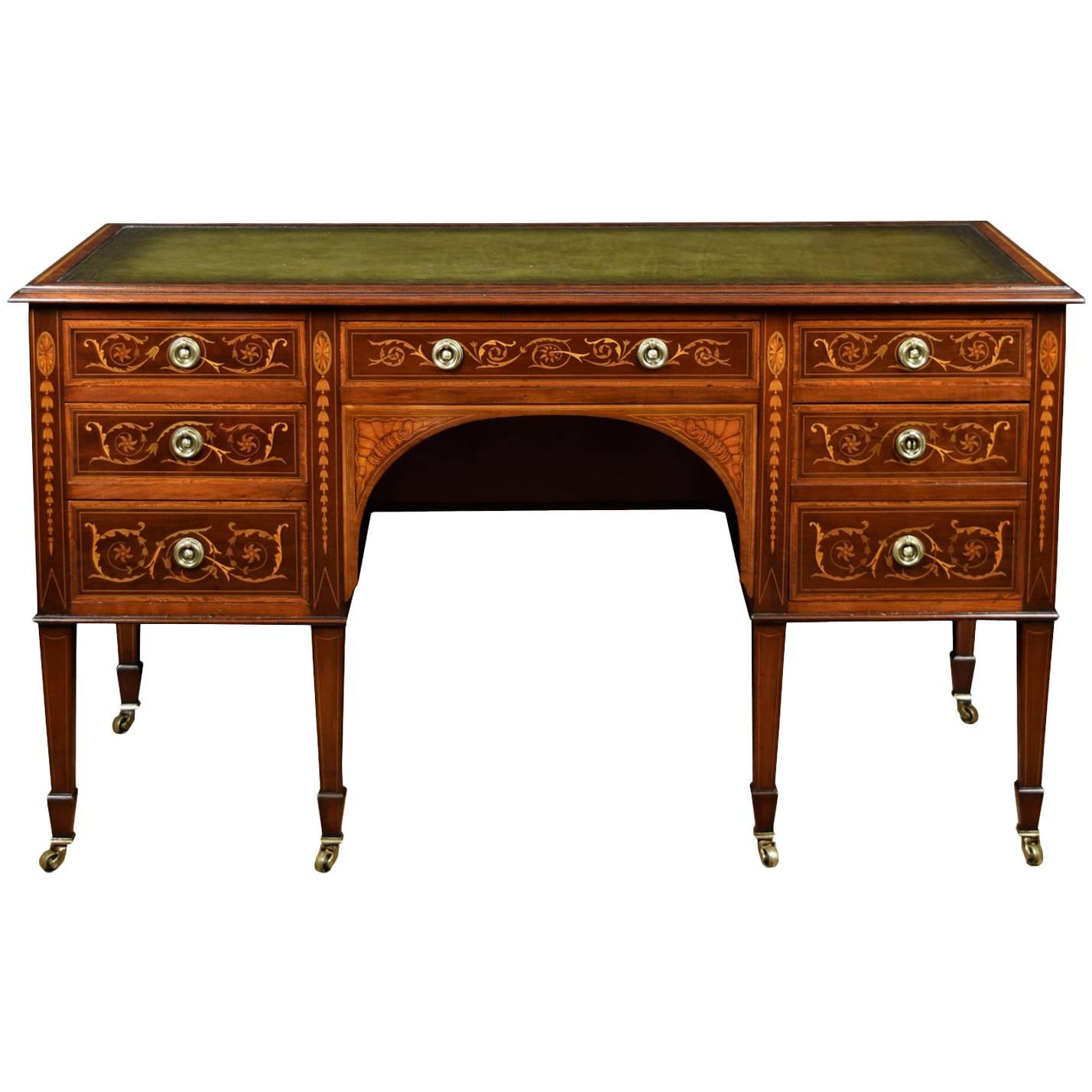Mahogany Inlaid Writing Desk by Maple and Co at 1stDibs