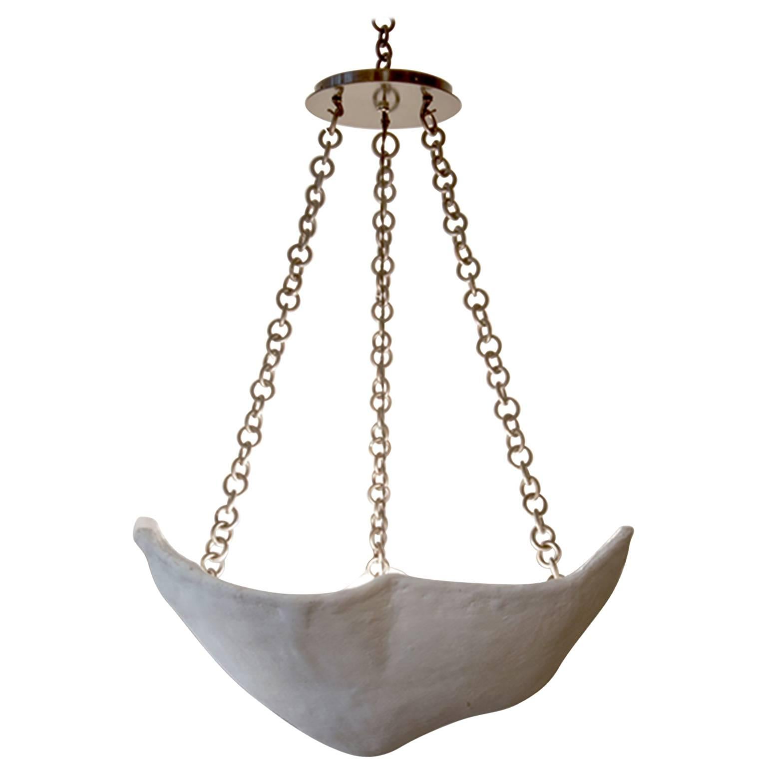 White Plaster Chandelier with Dark Bronze Chain and Canopy For Sale at ...