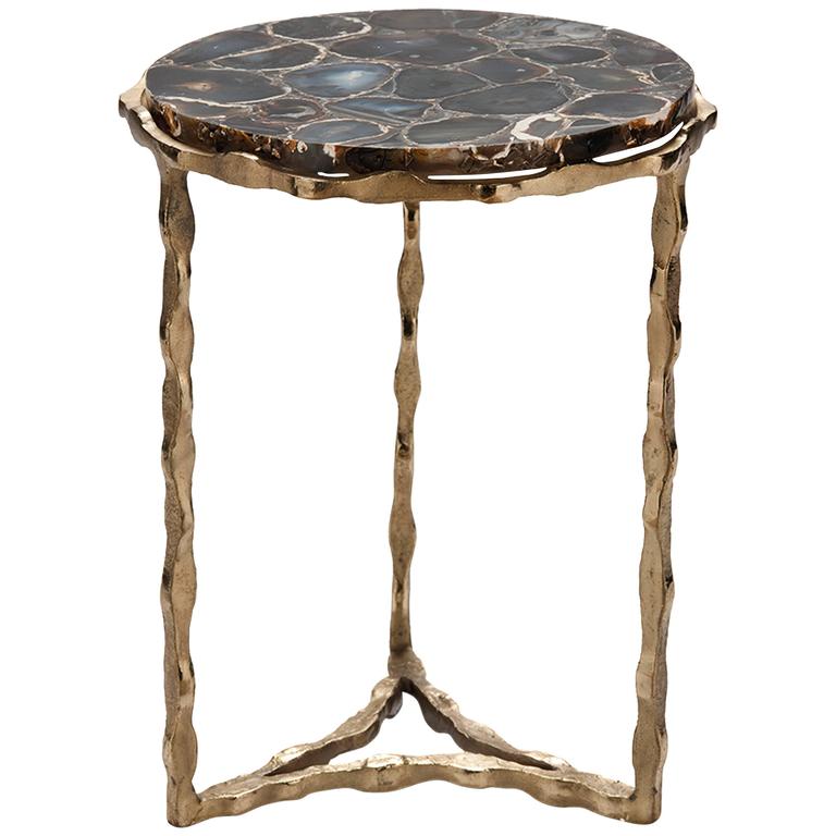 Black Agate Side Table at 1stDibs