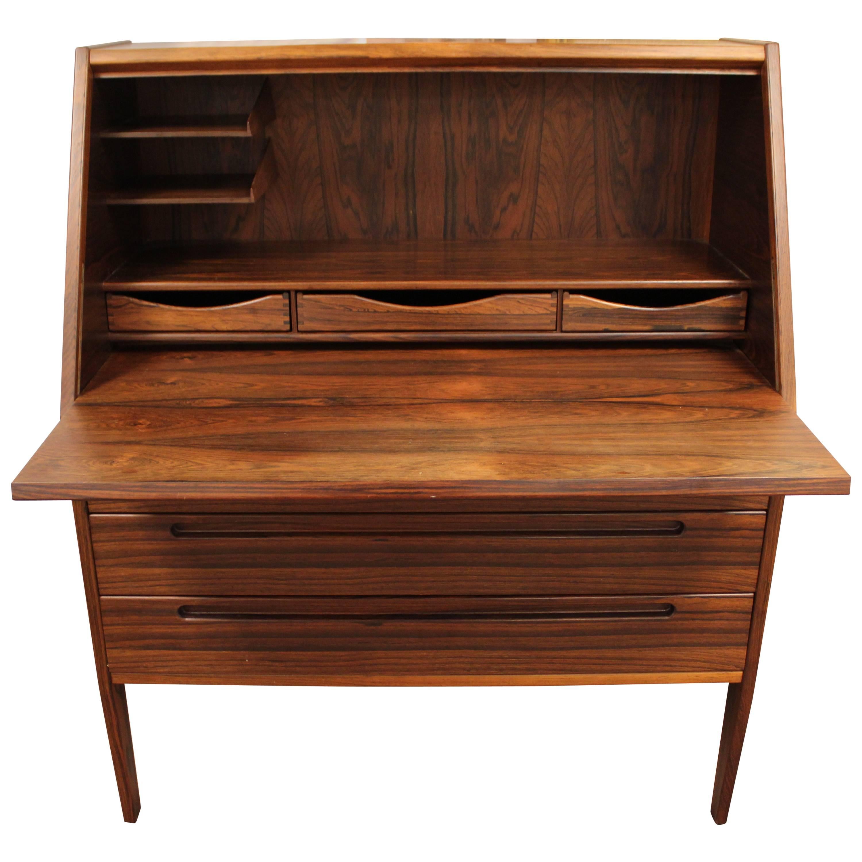 Danish Modern Torring Mobelfabrik Rosewood Drop Front Desk or Secretary ...