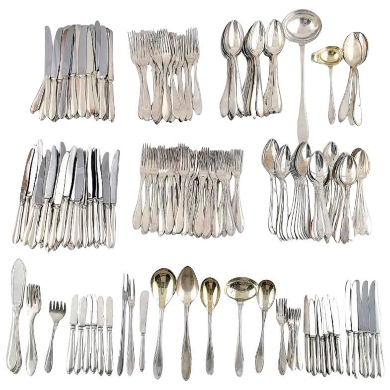 Large and Complete 24 Persons Flatware Service in Plated Silver circa ...