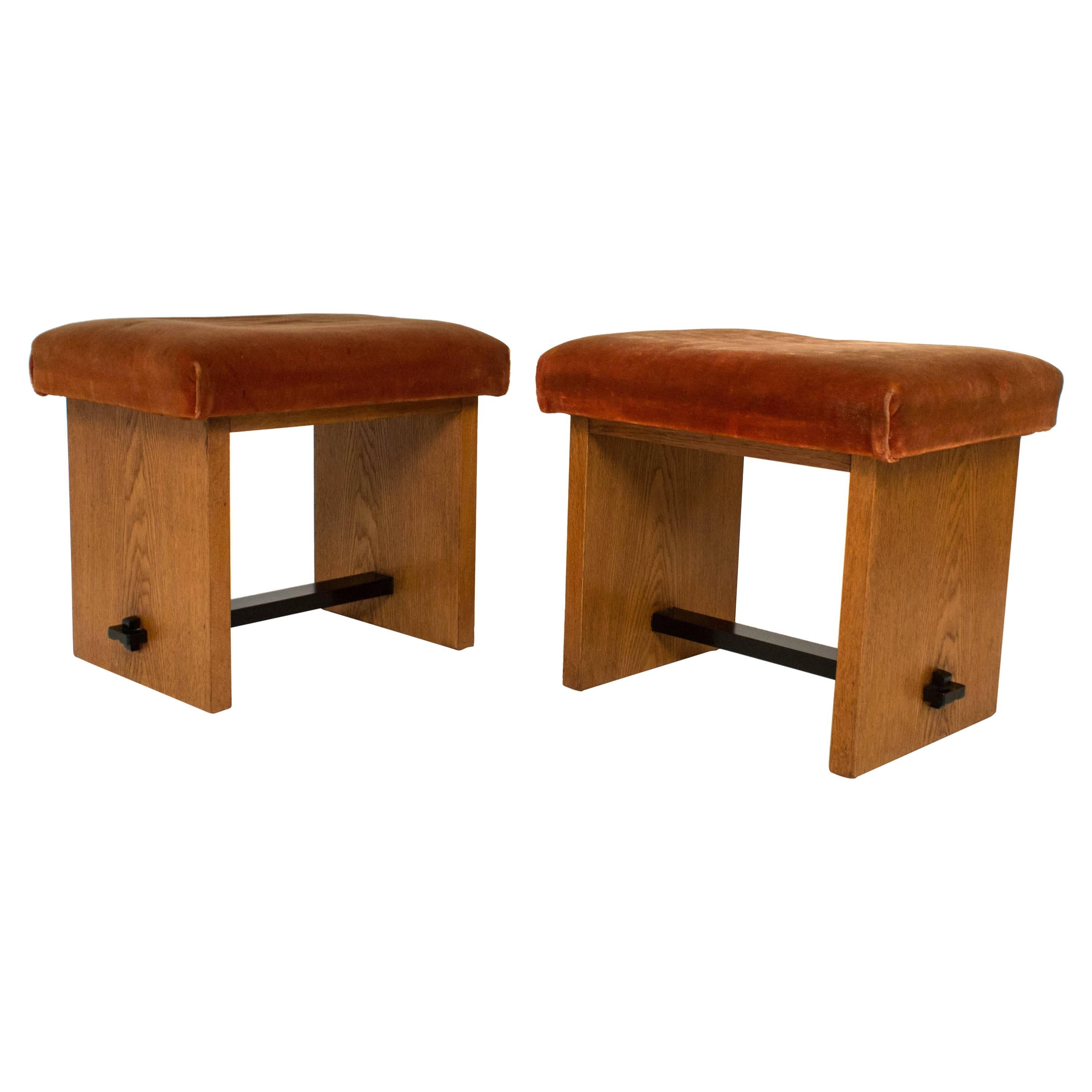 Rare Pair of Art Deco Haagse School Stools by Jan Brunott at 1stDibs