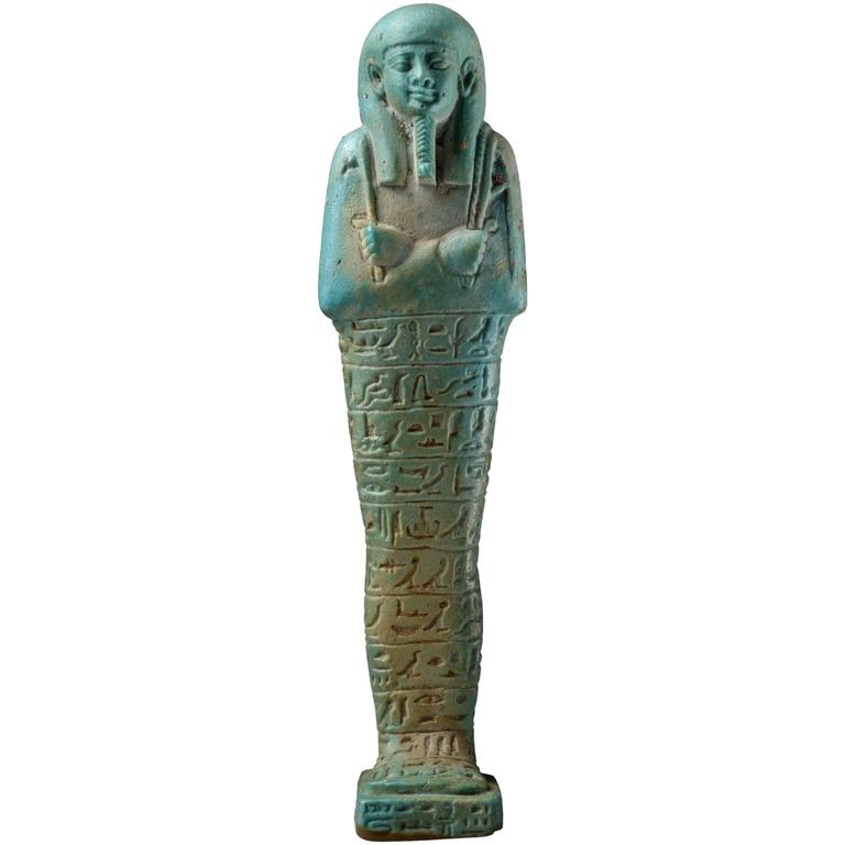 Ancient Egyptian Faience Shabti Figure, 570 BC at 1stDibs