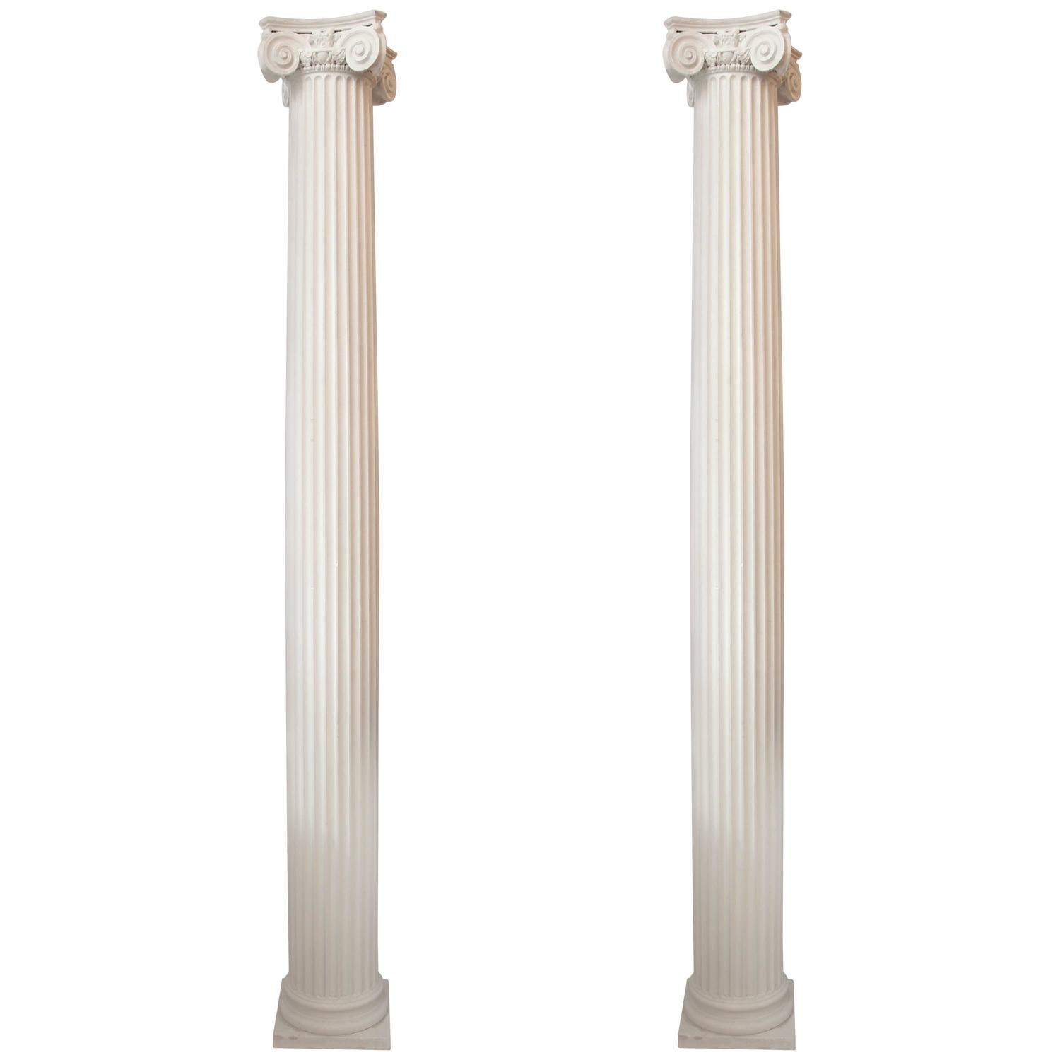 1880s Pair of Fluted White Ionic Wood Columns from the Vanderbilt House ...
