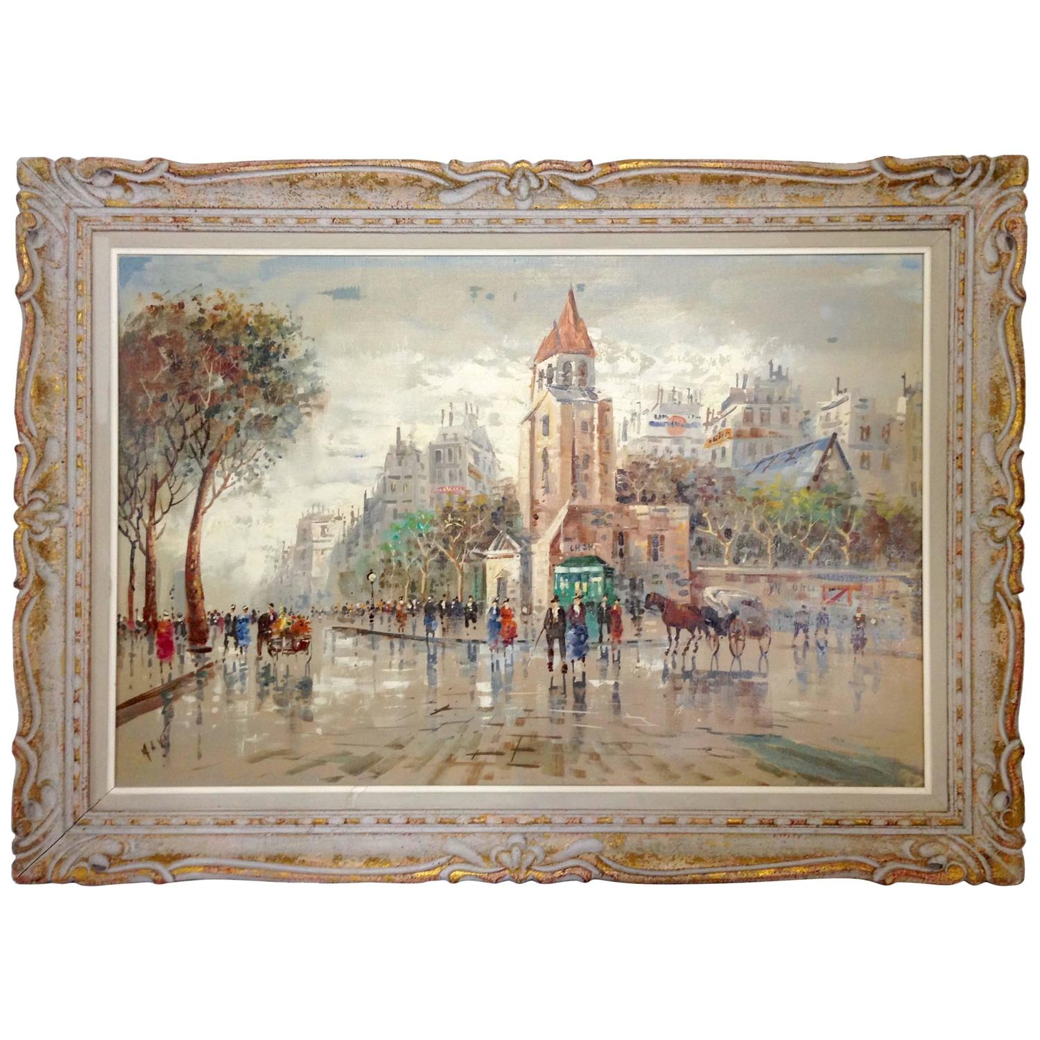 Antonio DeVity Original Oil on Canvas Paris Street Scene, Signed For ...