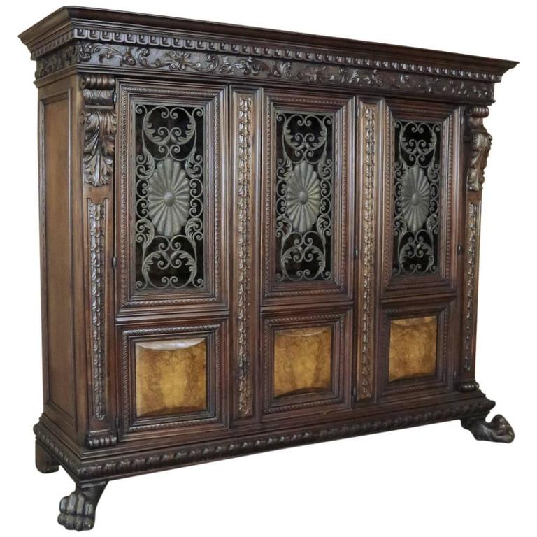 Antique Italian Walnut Renaissance Bookcase at 1stDibs