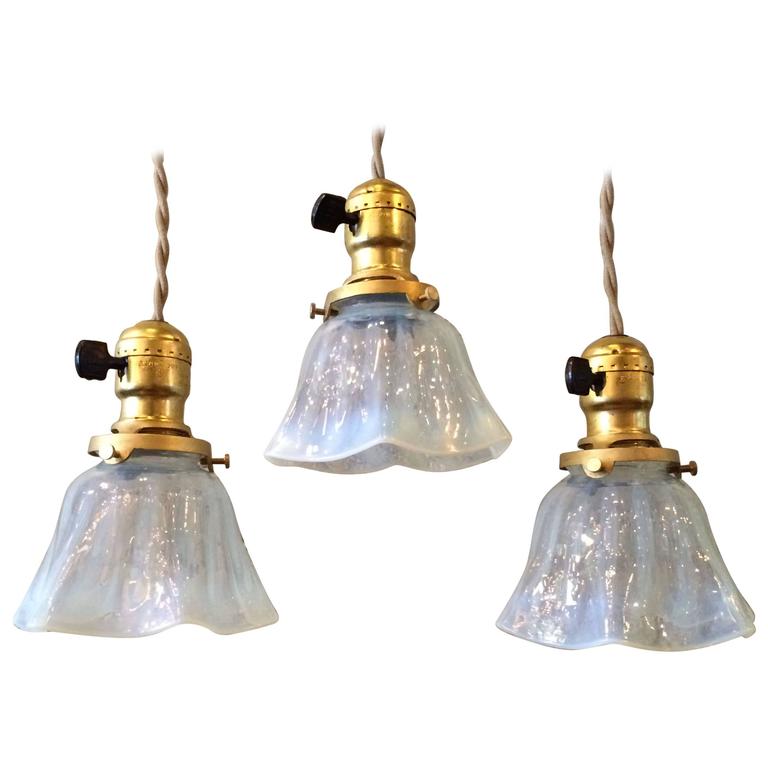 Petite Ruffled Opaline Glass Pendant Lights For Sale at 1stDibs ...