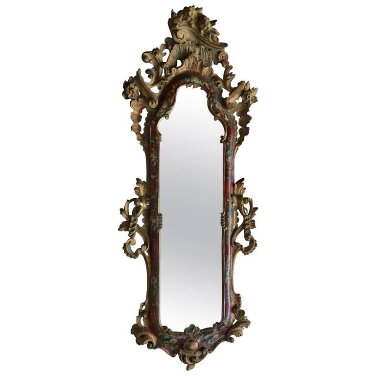 Antique Victorian Hand-Painted Wall Mirror, 19th Century at 1stDibs