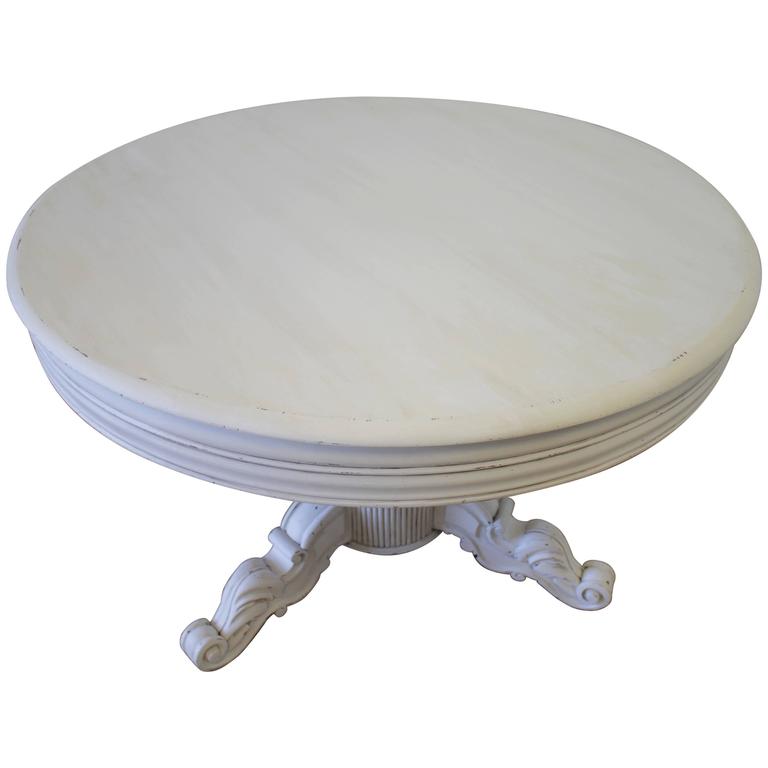 Carved Walnut Antique Renaissance Round Dining Table or Entry Table at ...