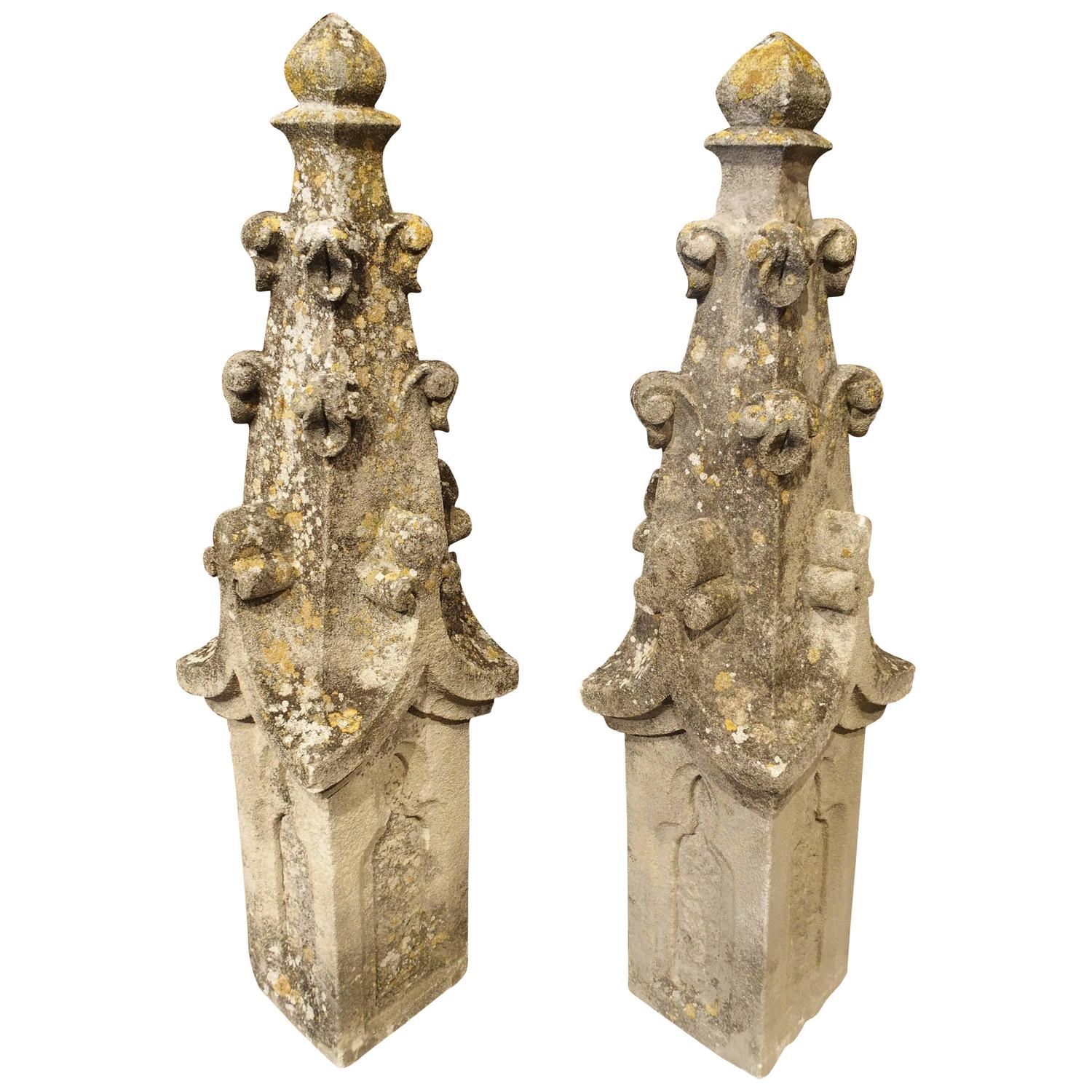 Pair of Carved Neo-Gothic Stone Cathedral Spires from France, 1800s at ...