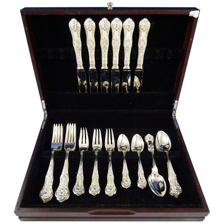 Lorena by Cassetti Sterling Silver Dinner Flatware Set Service 30 ...