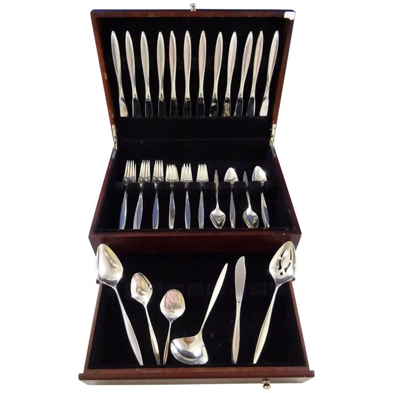 Crystal by International Sterling Silver Flatware Set 12 Service 54 Pcs ...