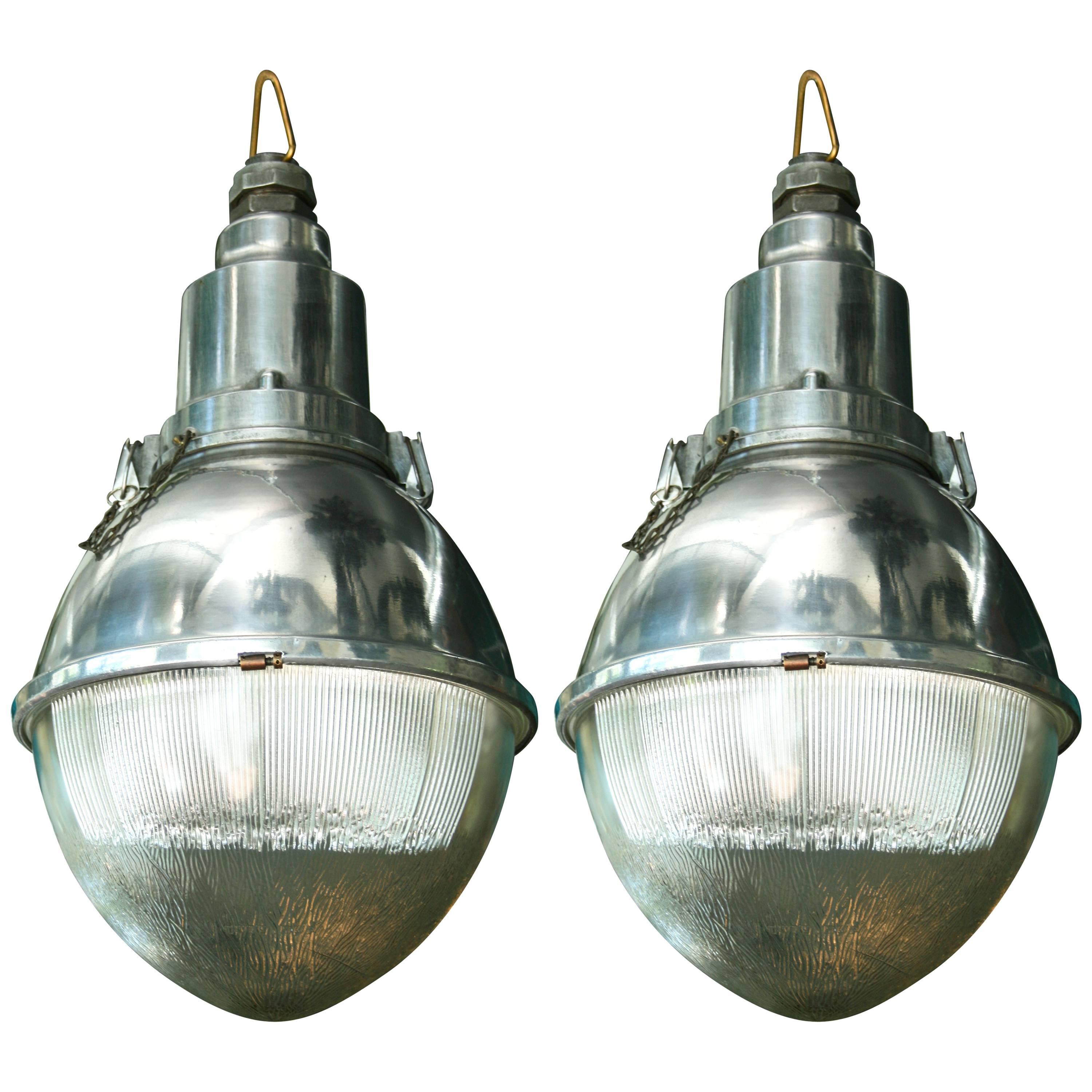 Large 'Cote Rue' Metal and Glass Industrial Pendant Lights at 1stDibs ...