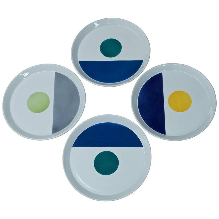 Set Four 1960s Polychromatic Fantasia Italiana Plates Gio Ponti Italy ...