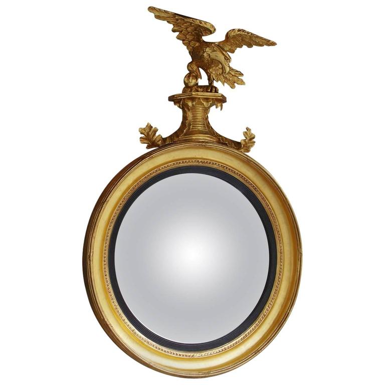 American Federal Gilt Acanthus Convex Mirror with Perched Eagle, Circa ...