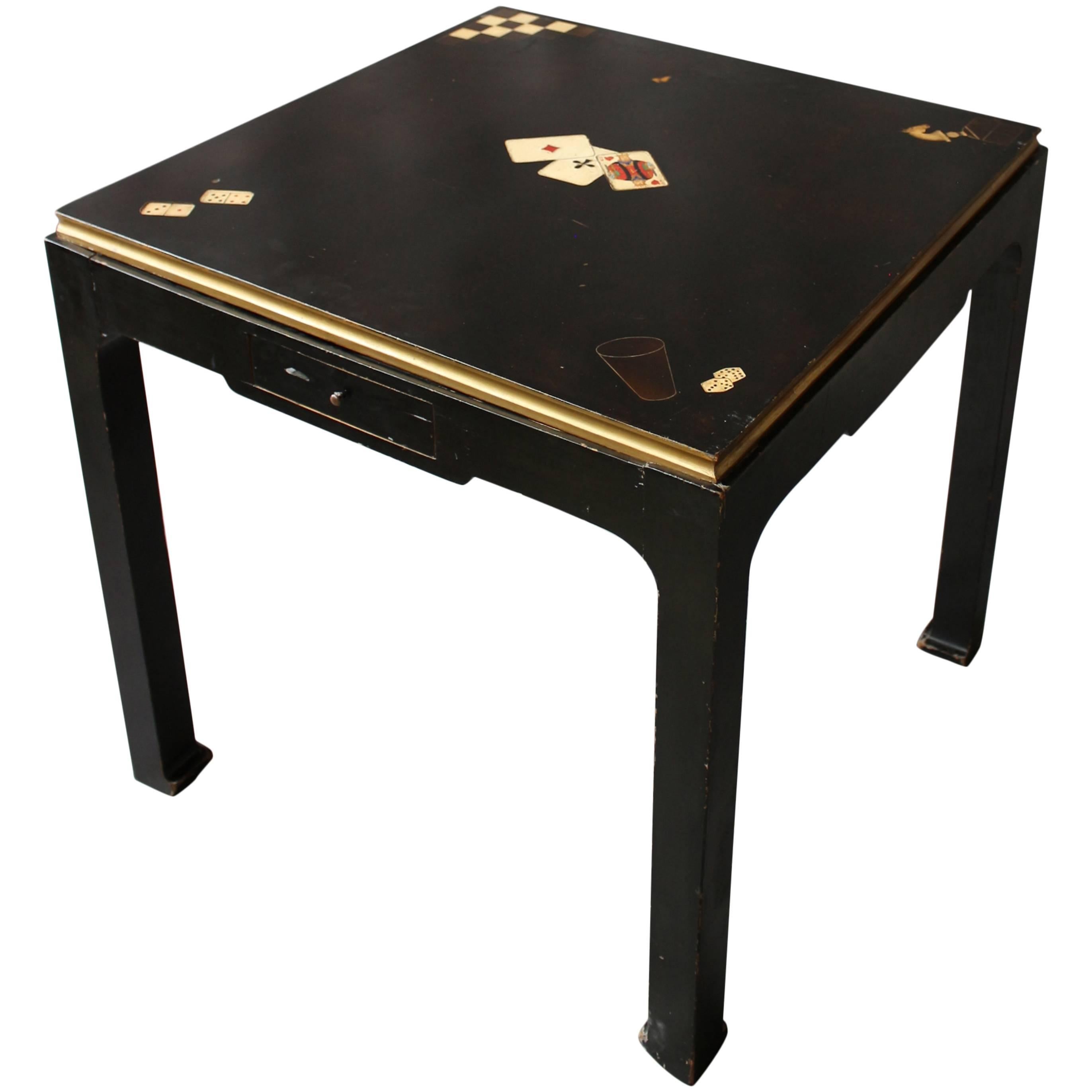 Fine French Art Deco Black Lacquered Game Table at 1stDibs