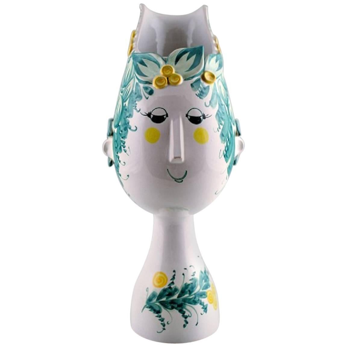Unique and Hand-Painted Bjorn Wiinblad, Vase in Polychrome Ceramic ...