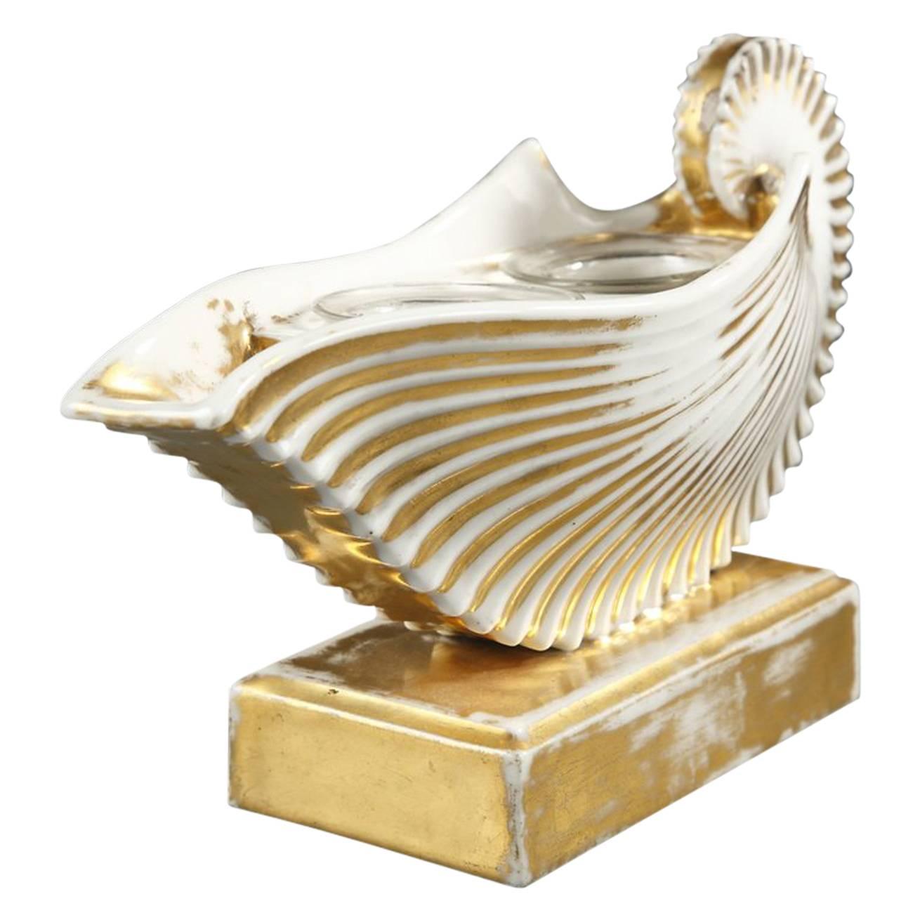 19th Century Shell-Shaped, White Porcelain Inkwell at 1stDibs