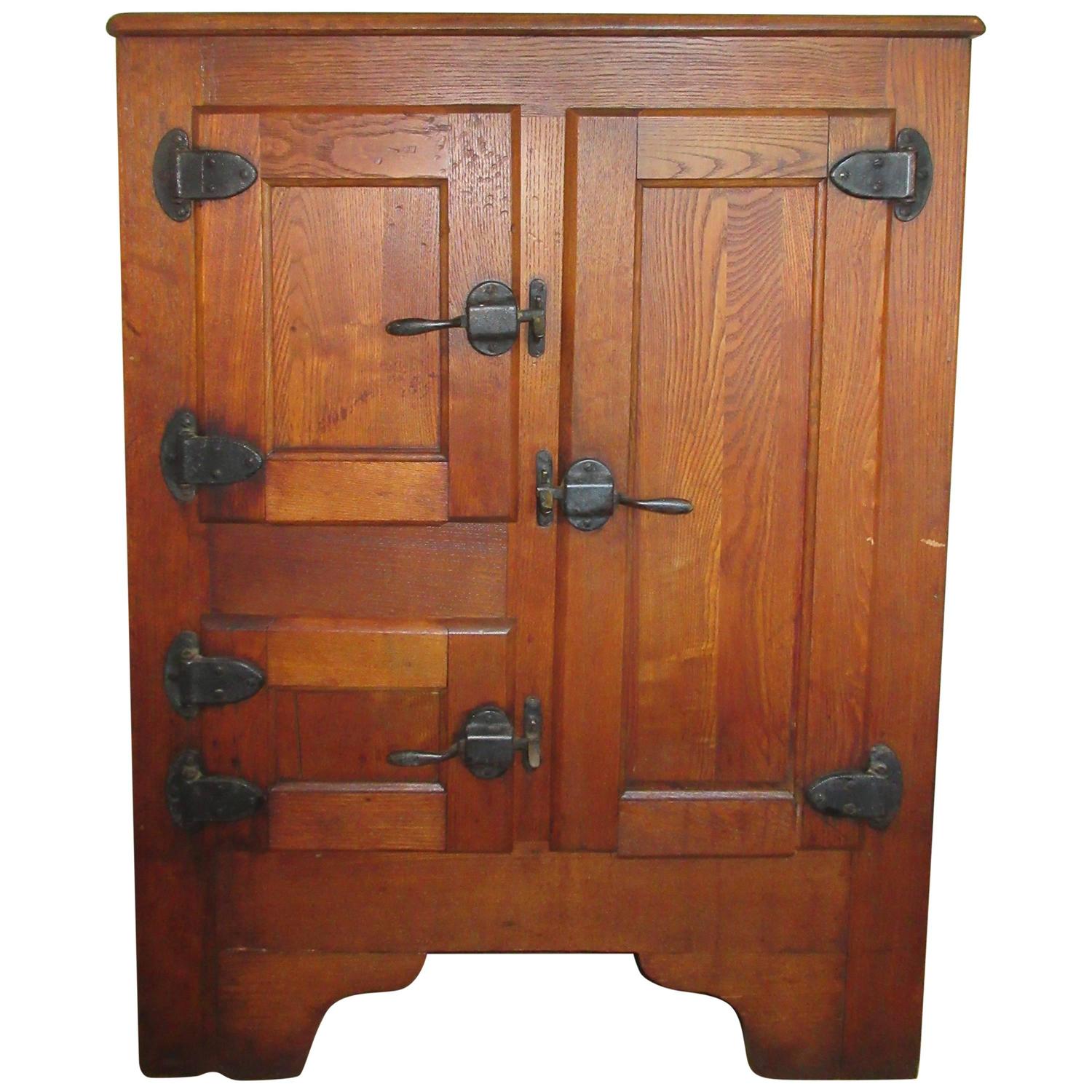 Late 19thc American Oak Wood Ice Box at 1stdibs
