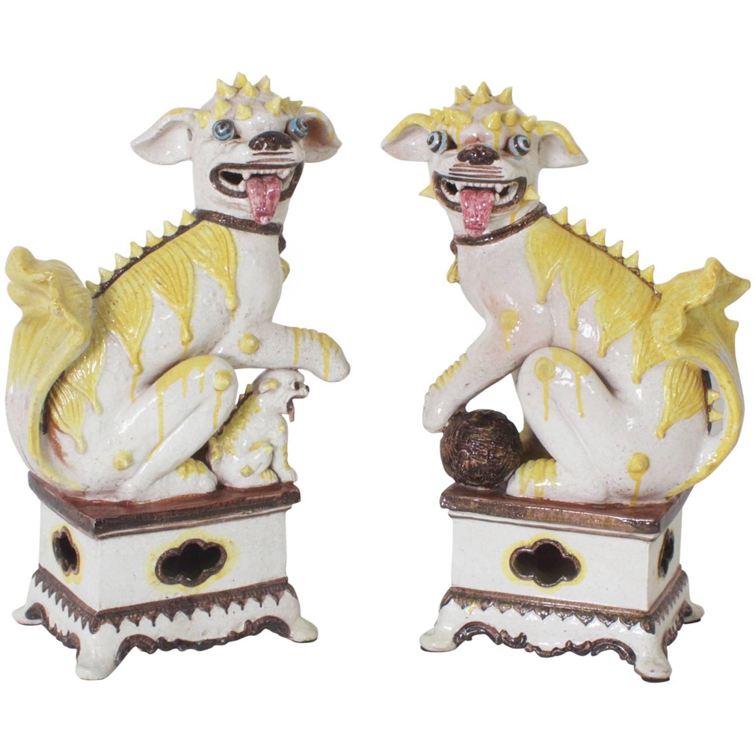 Vintage Pair of Italian Foo Dogs, in Terra Cotta at 1stDibs