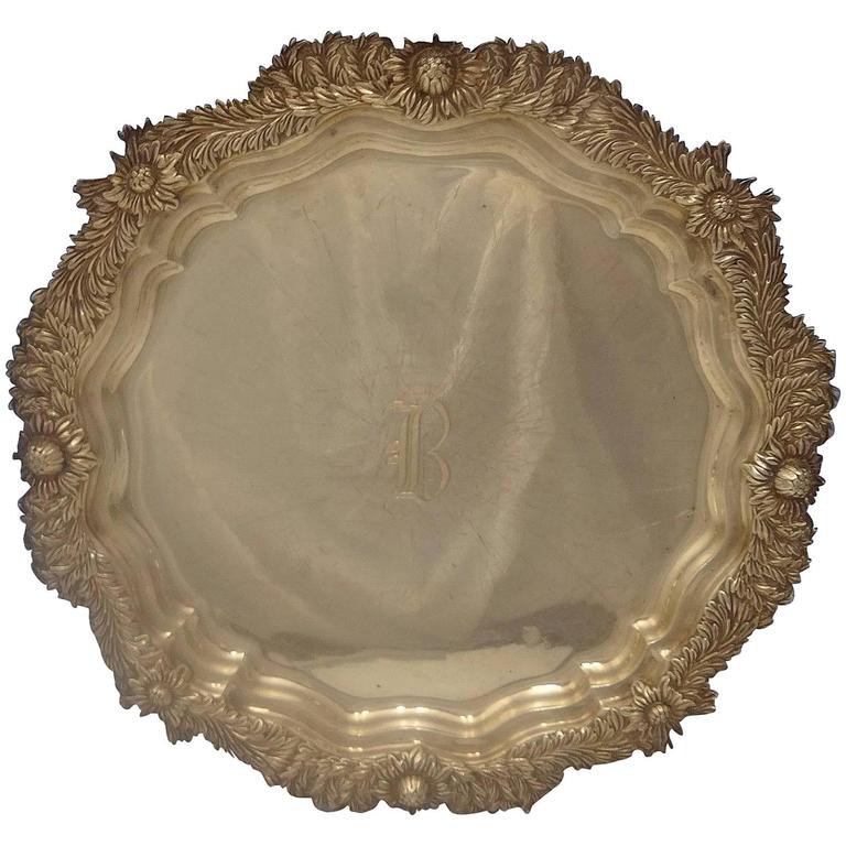 Chrysanthemum by Tiffany Sterling Silver Salver Tray Octagonal Shape ...