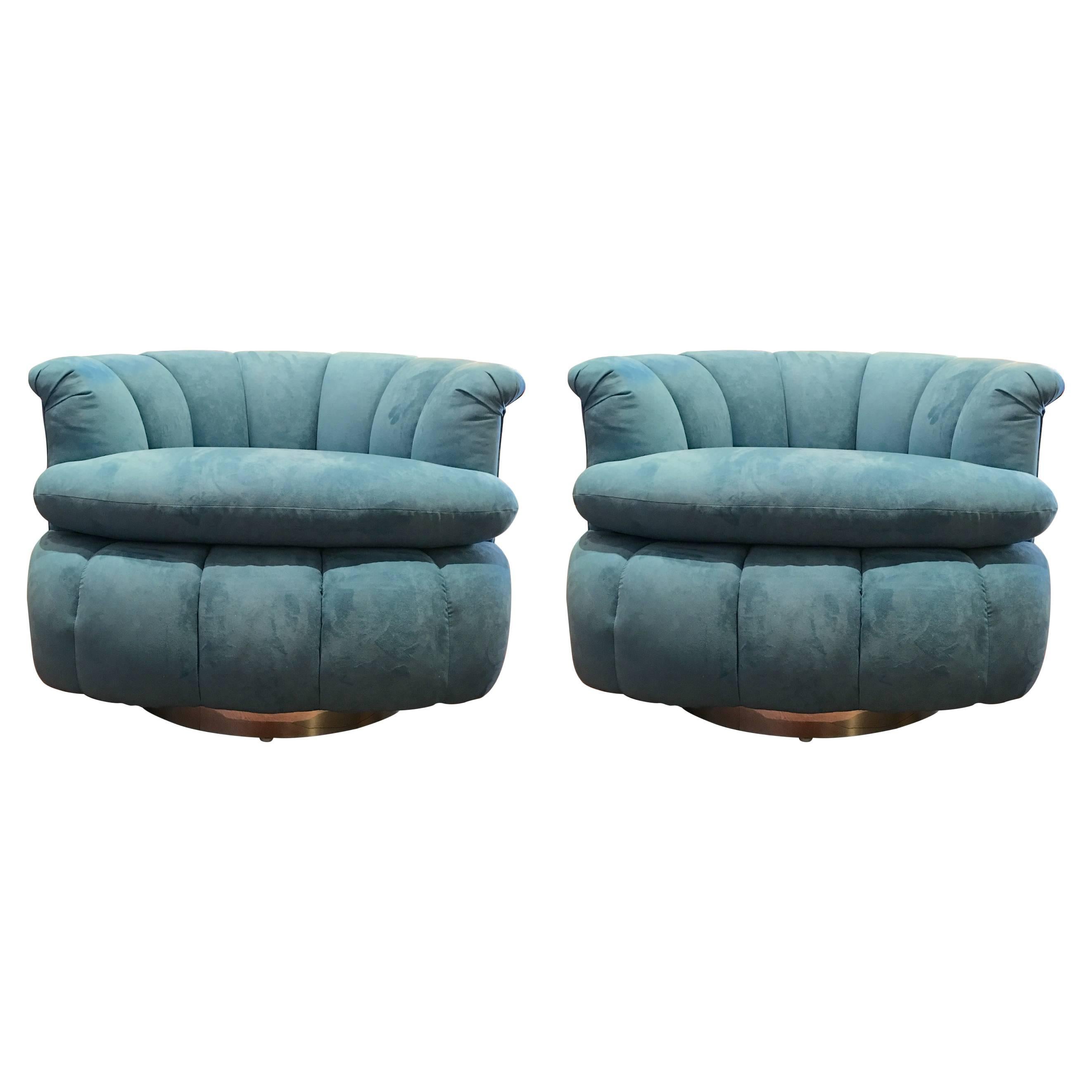 Pair of Aqua Blue Scallop Chairs at 1stDibs