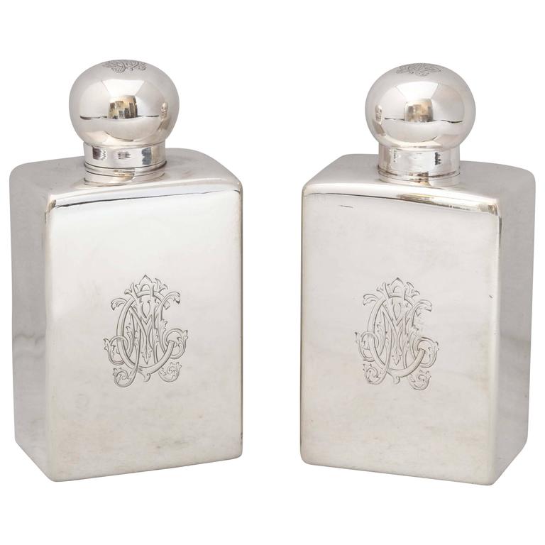 Pair of Edwardian, French All Sterling Silver Cologne Bottles at 1stDibs