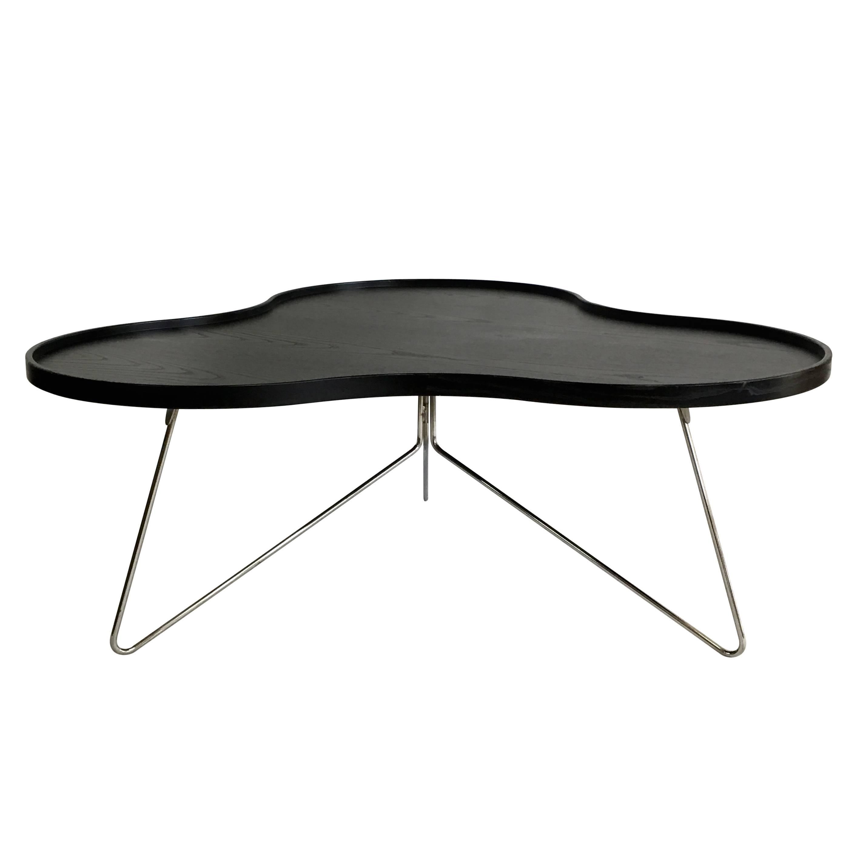 Swedish Modern Wood Clover Top and Chrome Base Coffee Table at 1stDibs ...