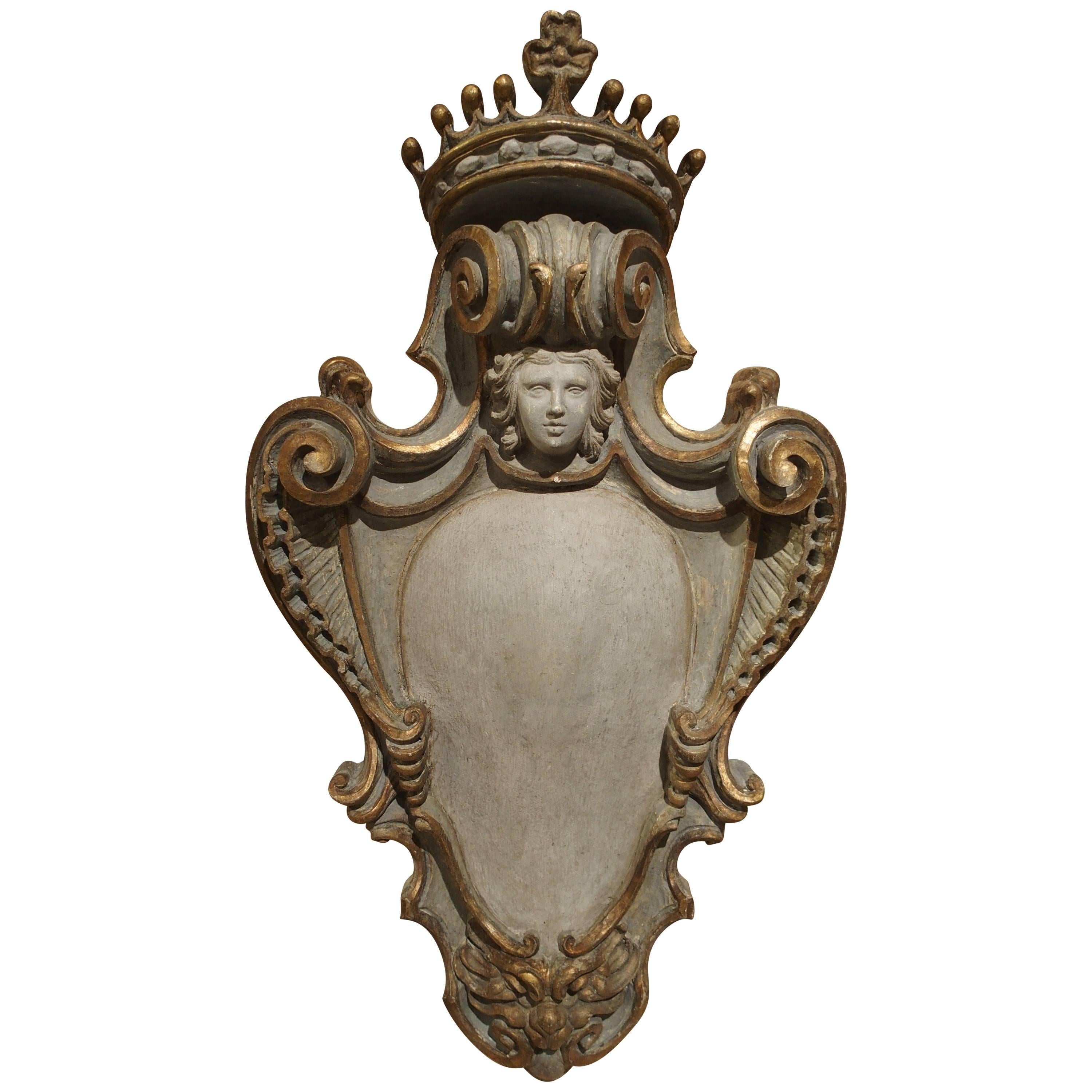 Large Carved and Painted Wooden Cartouche from Italy at 1stDibs