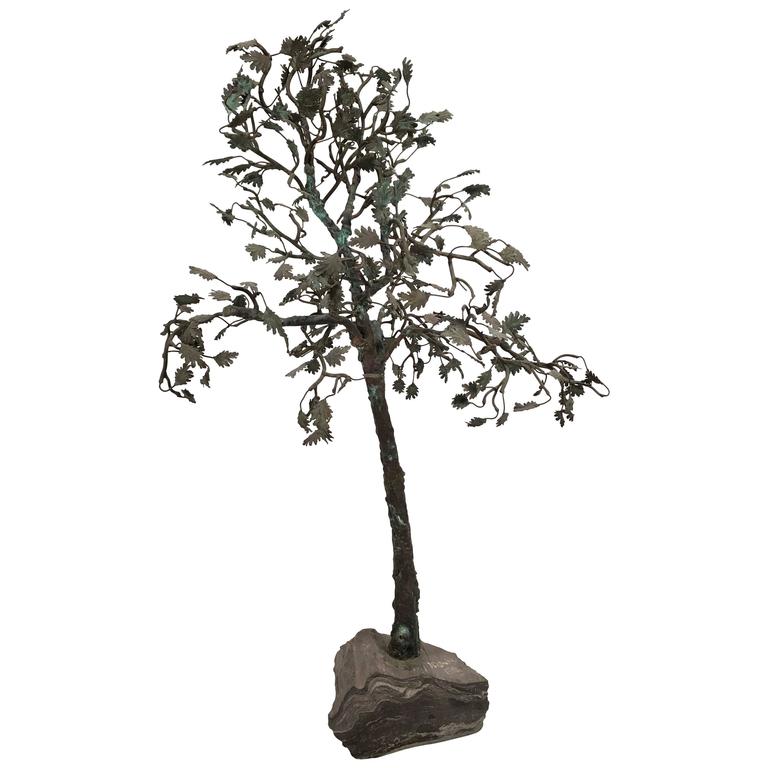 Metal and Stone Tree Sculpture, circa 1970 at 1stDibs