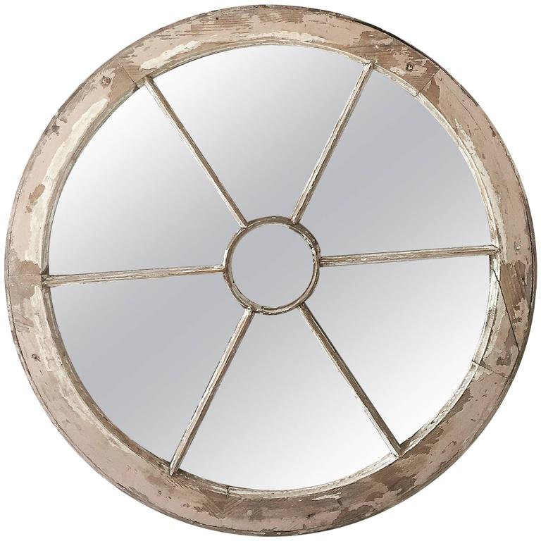 Round Window Frame Mirror with Original Paint at 1stDibs