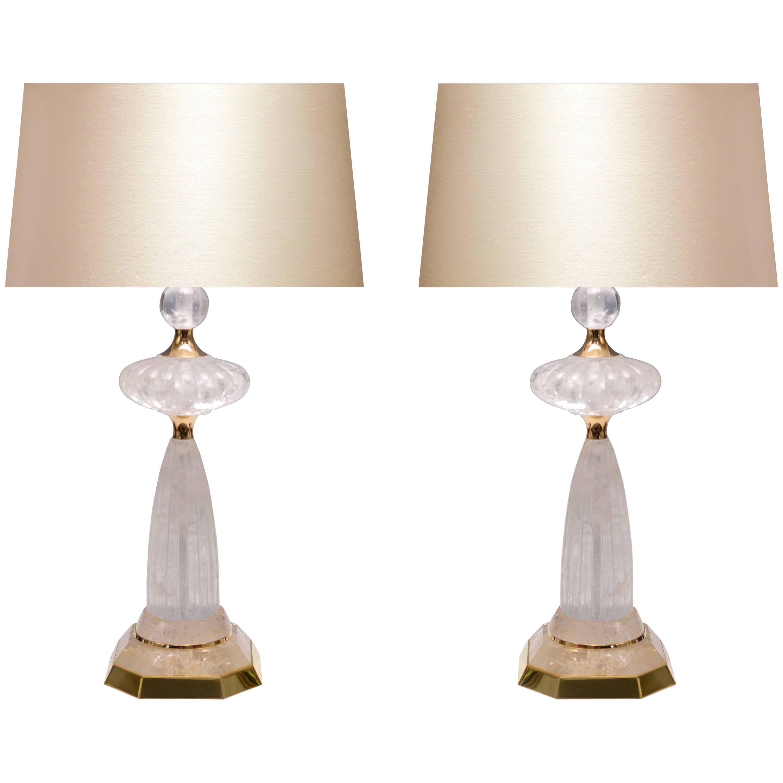 Pair of Deco Style Rock Crystal Quartz Lamps For Sale at 1stDibs