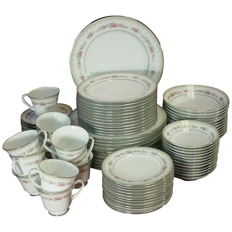 Noritake China Roselane 3093 Pattern 84-Pc Set Service for Twelve at ...