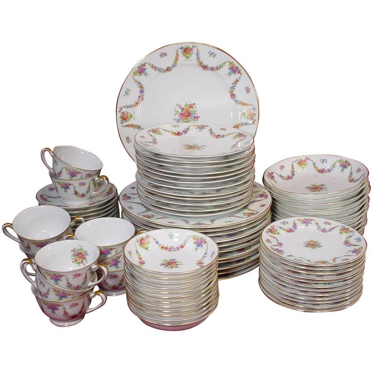 Mikado China Aloha Pattern 83 Pieces Set Service for Twelve For Sale at ...