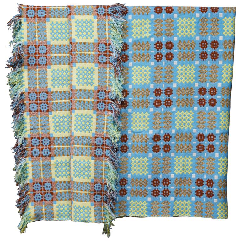 Blue and Yellow Welsh Blanket at 1stDibs