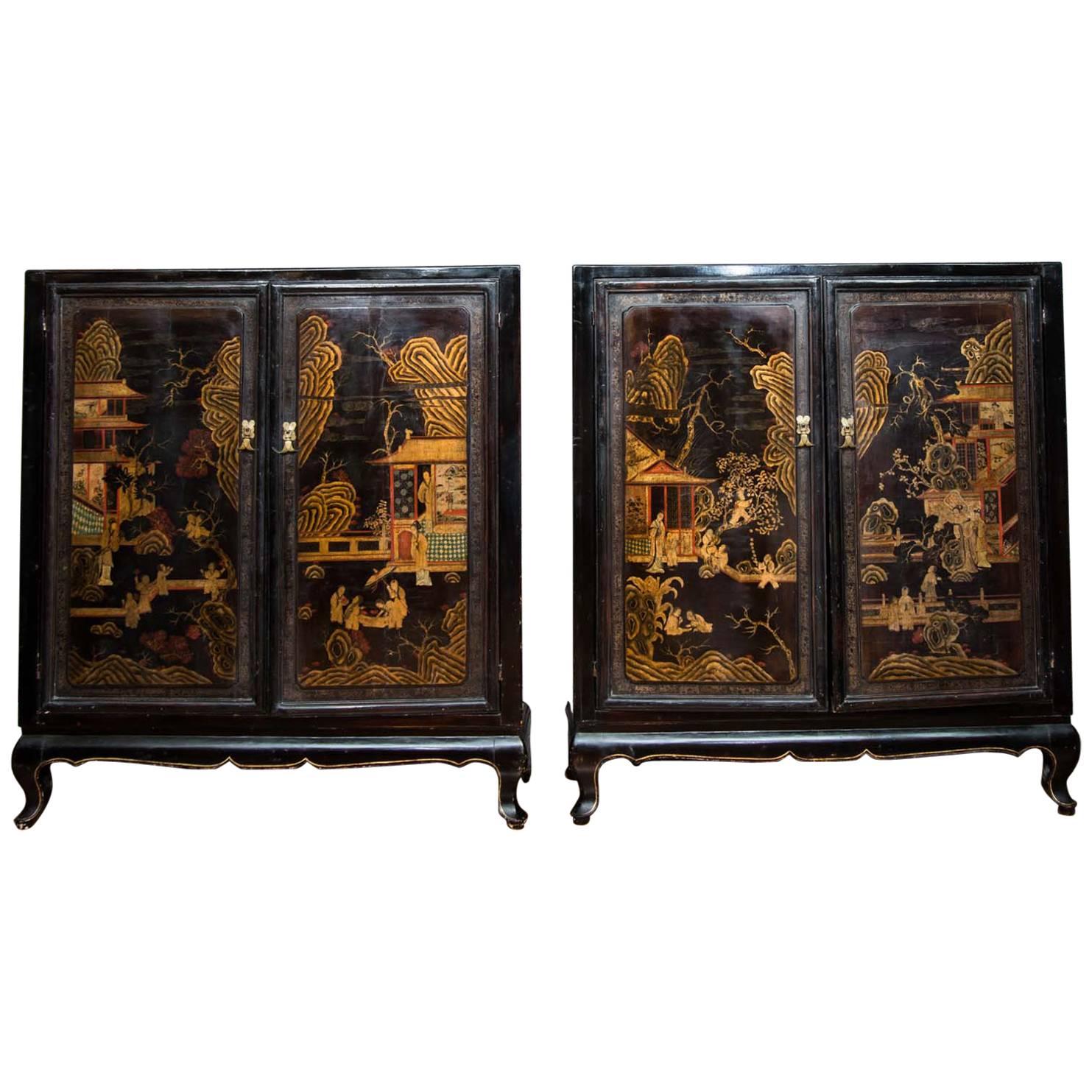 Elegant Pair of Chinese Cabinets at 1stDibs