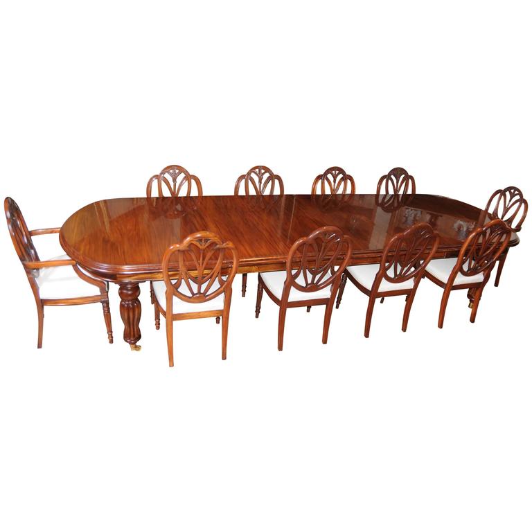 Victorian Style Dining Table Set with Hepplewhite Chairs Mahogany Suite ...