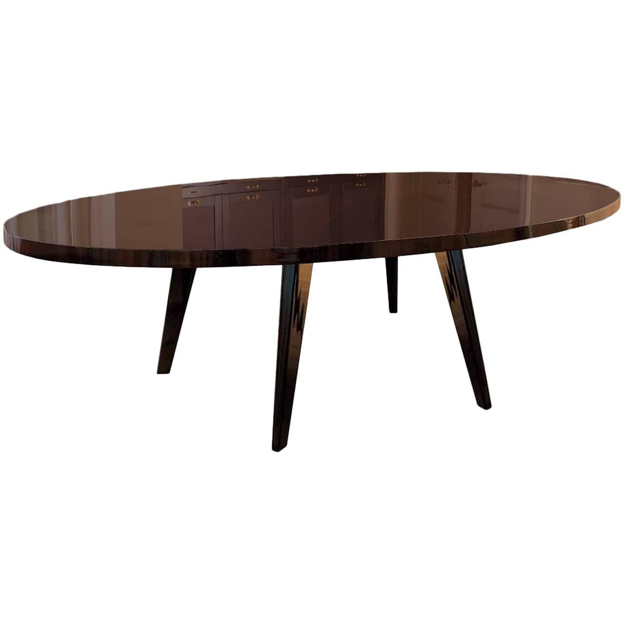 Dom Edizioni Italian Ebony Wood Elliptical Dining Table For Sale at 1stDibs