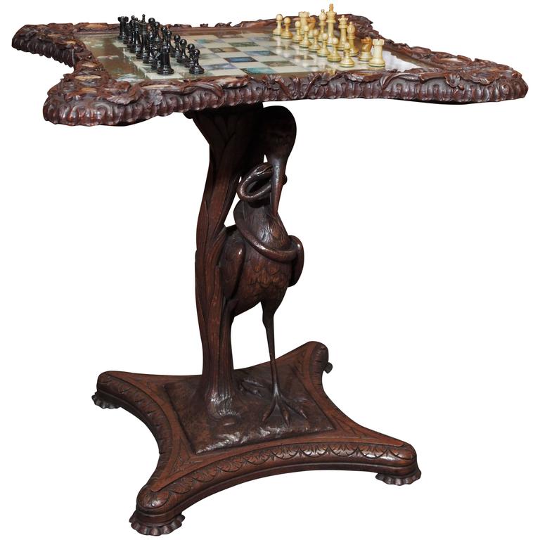Antique European Walnut Chess Table circa, 1860-1870 at 1stDibs