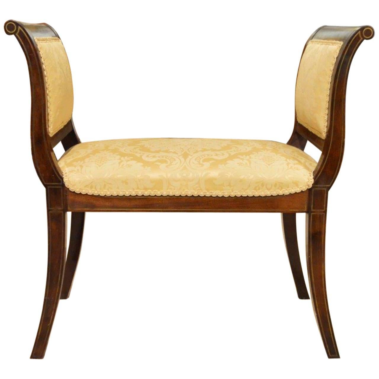 Mahogany and Brass Inlaid Late 19th Century Antique Window Seat at 1stDibs