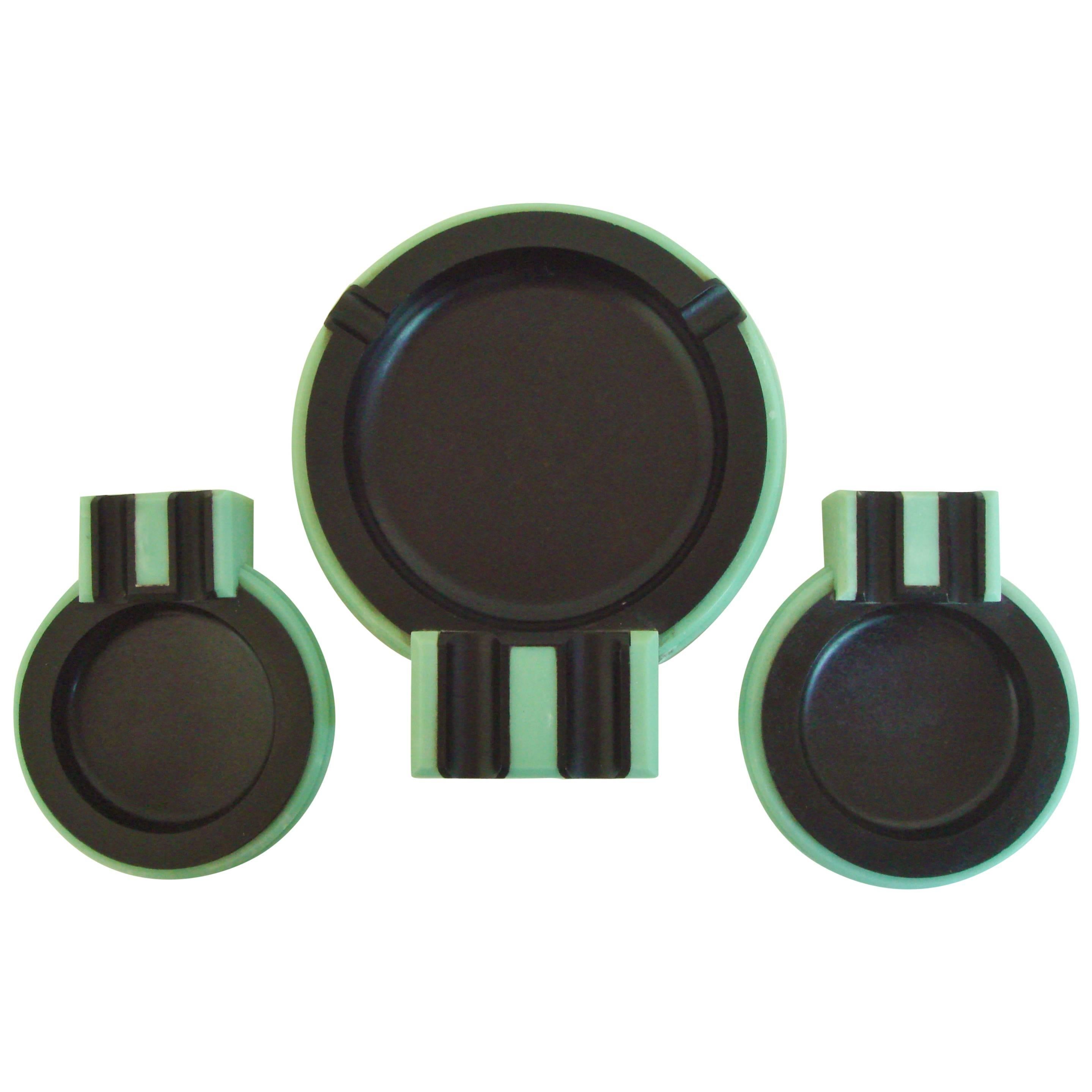 American Art Deco Cast Aluminum and Bakelite Floor Standing Ashtray ...